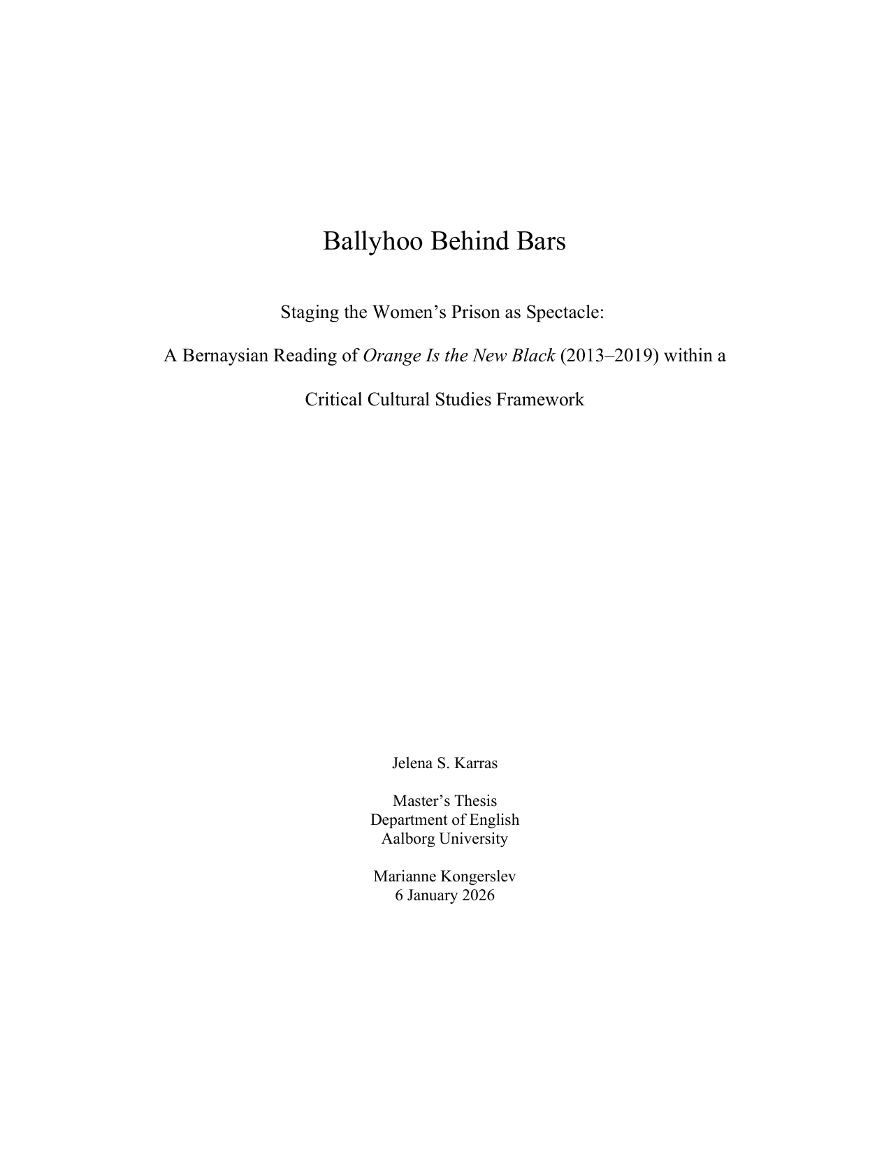 Balyhoo Behind Bars: Staging the Women's Prison as Spectacle: A ...